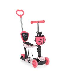 Moni Kinderroller Lollipop 3 in 1 Schiebestange, Sitz, PU-Vorderr&auml;der mit LED rot
