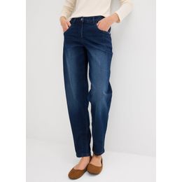 bonprix Barrel-Jeans Mid Waist, blau, Gr.54, Weite Barrel Jeans mit mittlerem Bund, 98% Baumwolle