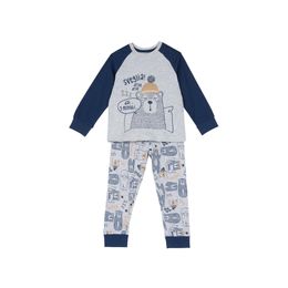 Chicco Schlafanzug Jungen Gr&ouml;&szlig;e 86 beige / marine / grau