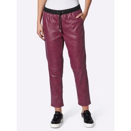 Heine Witt Damen Lederhose in Jogpant-Form, bordeaux, Gr&ouml;&szlig;e 46