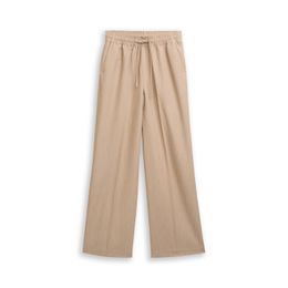 Tom Tailor Denim Damen Wide Leg Hose mit Kordelzug, braun, Meliert, Gr. M