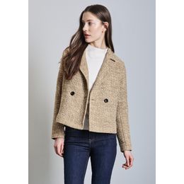 Street One Damen Jackenblazer, beige, Gr. 46, meliert, Bouclé, Obermaterial: 90% Polyester, 10% Baumwolle, Blazer, mit Bouclé-Struktur