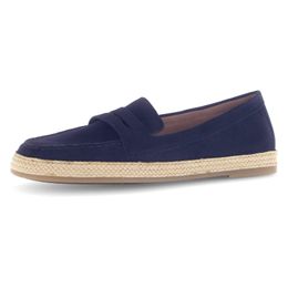 Gabor Damen Slipper, Gr. 37, blau, Ziegenveloursleder, unifarben, Schuhe, Plateau, Bequemschuh, Flats mit Best Fitting-Ausstattung