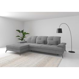 Sit & More Ecksofa SIT & MORE "Amica, L-Form, inkl. Sitztiefenverstellung & Armteilverstellung", grau, B:279cm H:90cm T:185cm, 100% Polyester, Sofas, Ecksofa, wahlweise mit Bettfunktion, Bettkasten und Kopfteilverstellung
