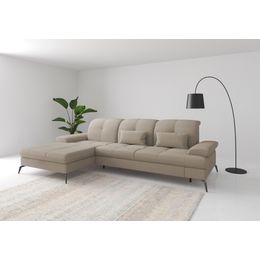 Sit & More Ecksofa SIT & MORE "Amica, L-Form, inkl. Sitztiefenverstellung & Armteilverstellung", grau (taupe), B:279cm H:90cm T:185cm, 95% Polyester, 5% Polyamid, Sofas, Ecksofa, wahlweise mit Bettfunktion, Bettkasten und Kopfteilverstellung