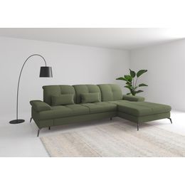 Sit & More Ecksofa SIT & MORE "Amica, L-Form, inkl. Sitztiefenverstellung & Armteilverstellung", gr&uuml;n (olive), B:279cm H:90cm T:185cm, 95% Polyester, 5% Polyamid, Sofas, Ecksofa, wahlweise mit Bettfunktion, Bettkasten und Kopfteilverstellung