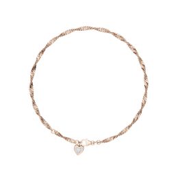 Fußkette mit Anhänger Firetti "Schmuck Geschenk Silber 925 Körperschmuck Herz+LIEBE Singapurkette", rosa (roségoldfarben, kristallweiß, kristallweiß), Fußketten, Silber 925 (Sterlingsilber), mit Zirkonia (synth.)