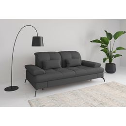 Sit & More 3-Sitzer SIT & MORE "Amica, inkl. Sitztiefenverstellung und Armteilverstellung", grau (dunkelgrau), B:212cm H:90cm T:122cm, 95% Polyester, 5% Polyamid, Sofas, wahlweise mit Kopfteilverstellung und Bettfunktion