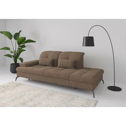 Sit & More Recamiere SIT & MORE "Amica, inkl. Sitztiefenverstellung und Armteilverstellung", braun (hellbraun), B:231cm H:90cm T:122cm, 100% Polyester, Sofas, Recamiere, wahlweise mit Kopfteilverstellung und Stauraum