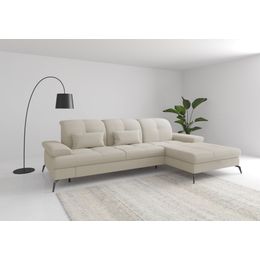 Sit & More Ecksofa SIT & MORE "Amica, L-Form, inkl. Sitztiefenverstellung & Armteilverstellung", beige (creme), B:279cm H:90cm T:185cm, 95% Polyester, 5% Polyamid, Sofas, Ecksofa, wahlweise mit Bettfunktion, Bettkasten und Kopfteilverstellung
