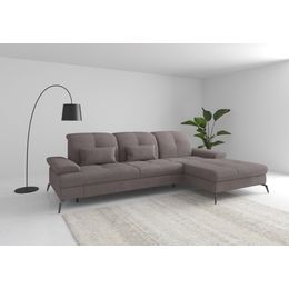 Sit & More Ecksofa SIT & MORE "Amica, L-Form, inkl. Sitztiefenverstellung & Armteilverstellung", grau (taupe), B:279cm H:90cm T:185cm, 90% Polyester, 10% Polyamid, Sofas, Ecksofa, wahlweise mit Bettfunktion, Bettkasten und Kopfteilverstellung