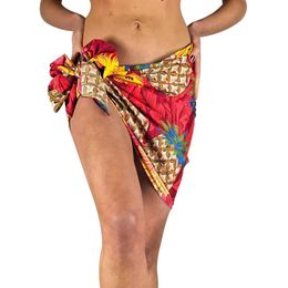 King Kameha Schal 'Pineapple Hibiscus' Damen Größe 100 x 170 cm rot