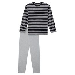 Schiesser Pyjama 'Nightwear' Jungen Gr&ouml;&szlig;e 140 grau / schwarz / wei&szlig;