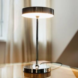 Dyberg Larsen LED-Tischlampe Starlight, chrom, Höhe 26 cm
