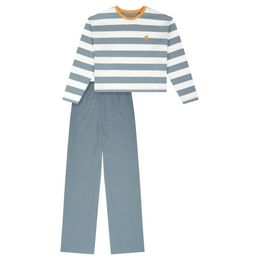 Schiesser Pyjama M&auml;dchen Gr&ouml;&szlig;e 164 taubenblau / orange / wei&szlig;