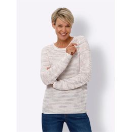 Sieh an! Rundhals-Pullover in ecru-violett-gemustert | Gr.: 52