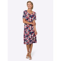 Sieh an! Jersey-Kleid in marine-koralle-bedruckt | Gr.: 42
