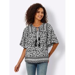 Heine Druckbluse in schwarz-beige-bedruckt | Gr.: 38