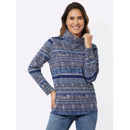 Sieh an! Rollkragenshirt in ecru-himmelblau-bedruckt | Gr.: 40