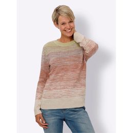 Sieh an! Langarm-Pullover in lindgrün-rosenholz-gemustert | Gr.: 54