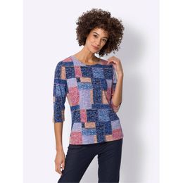Sieh an! 3/4-Arm-Shirt in royalblau-erika-bedruckt | Gr.: 48