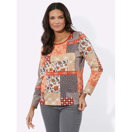 Sieh an! Langarm-Shirt in papaya-rostrot-bedruckt | Gr.: 54