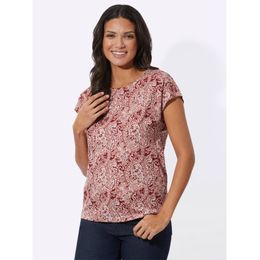 Sieh an! Rundhalsshirt in ecru-dunkelrot-bedruckt | Gr.: 54