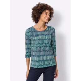 Sieh an! 3/4-Arm-Shirt in dunkelblau-smaragd-bedruckt | Gr.: 40