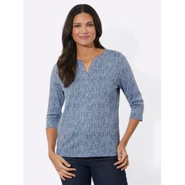 Sieh an! 3/4-Arm-Shirt in bleu-rauchblau-bedruckt | Gr.: 52