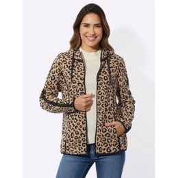 Sieh an! Fleecejacke in camel-schwarz-bedruckt | Gr.: 38