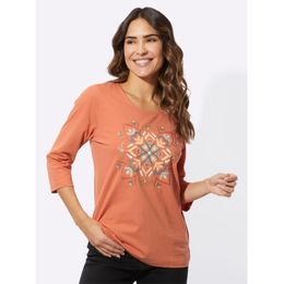 Sieh an! 3/4-Arm-Shirt in papaya-ecru | Gr.: 50