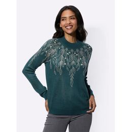 Sieh an! Stehkragen-Pullover in petrol-sand | Gr.: 48
