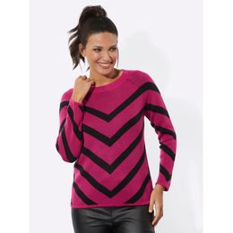 Sieh an! Langarm-Pullover in pink-schwarz-gemustert | Gr.: 48