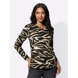 Sieh an! Langarmshirt in ecru-schwarz-bedruckt | Gr.: 42