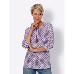 Sieh an! 3/4-Arm-Shirt in ecru-lila-bedruckt | Gr.: 50