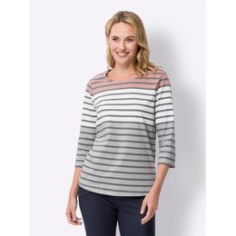 Sieh an! 3/4-Arm-Shirt in rosenholz-grau-geringelt | Gr.: 44