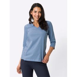 Sieh an! 3/4-Arm-Shirt in mittelblau-weiß-gestreift | Gr.: 56