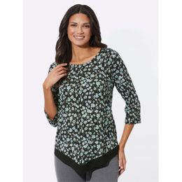 Sieh an! 3/4-Arm-Shirt in schwarz-salbei-bedruckt | Gr.: 44