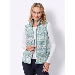 Sieh an! Fleece-Weste in jade-ecru-gemustert | Gr.: 52