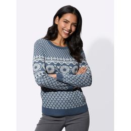 Sieh an! Jacquard-Pullover in rauchblau-champagner-gemustert | Gr.: 50