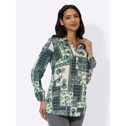 Sieh an! Longbluse in champagner-marine-bedruckt | Gr.: 42