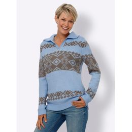 Sieh an! Norwegerpullover in eisblau-taupe-gemustert | Gr.: 42