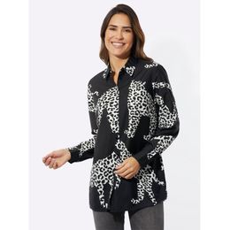 Sieh an! Longbluse in schwarz-ecru-bedruckt | Gr.: 44