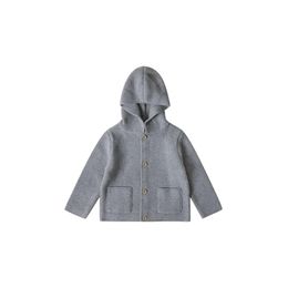 Stellou & friends Strick-Cardigan mit Kapuze in grey | Gr.: 50/56