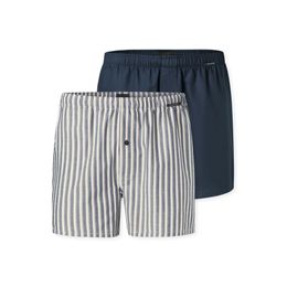 Schiesser Web-Boxershorts 2er Pack in Blau/Weiß | Gr.: L