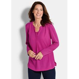 GOLDNER Kurzgröße: Blusenshirt Elegantes Chiffonshirt, Jersey-Details in beere | Gr.: 25