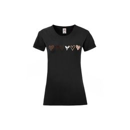 PAULGOS Damen T-Shirt, 6 kleine Herzen in Schwarz | Gr.: S