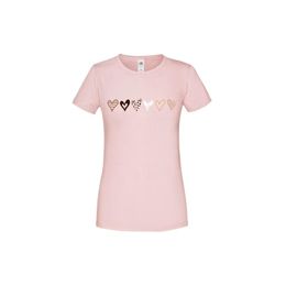 PAULGOS Damen T-Shirt, 6 kleine Herzen in Rosa | Gr.: M