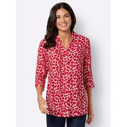 Sieh an! Longbluse in wei&szlig;-rot-gemustert | Gr.: 54