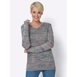 Sieh an! Langarm-Pullover in mittelblau-flamingo-meliert | Gr.: 38